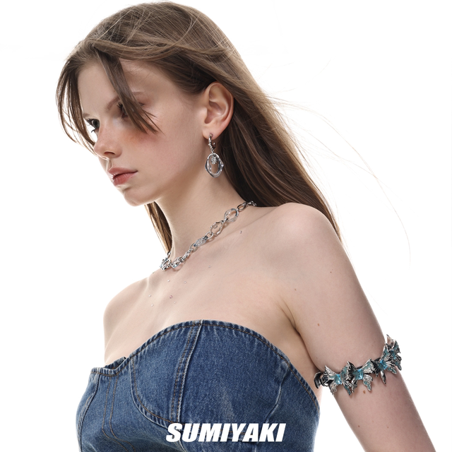 SUMIYAKI Ocean Blue Ring Earrings S925 Silver Needle clear atmosphere Light luxury high -level ...