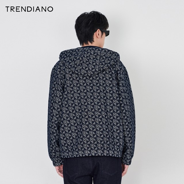 TRENDIANO official letter jacquard fashion micro wide hooded denim ...
