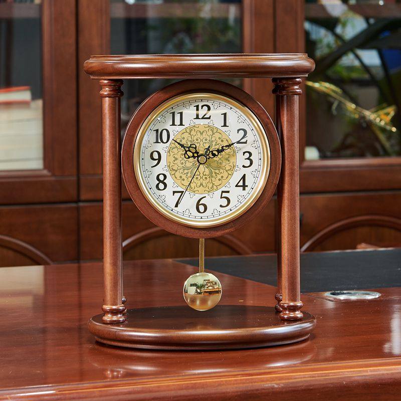 Chinese Classical Table Clock - Retro Silent Living Room Ornament