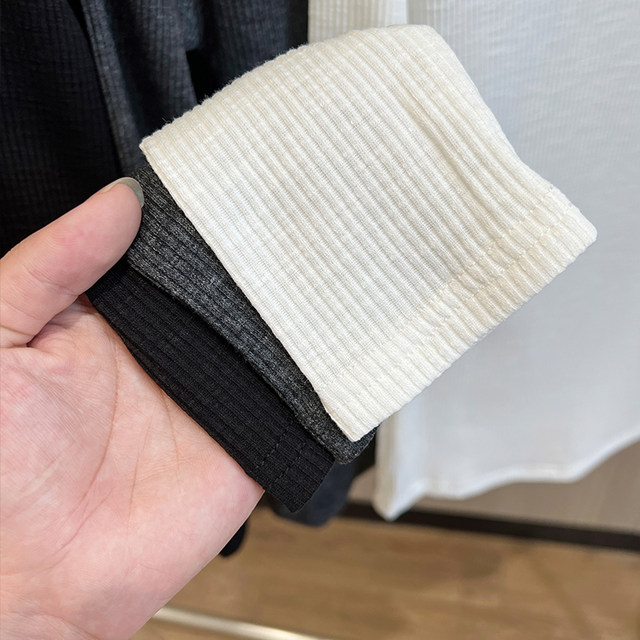 Threaded V-neck Long Sleeve T-shirt for women in women's autumn women's ...