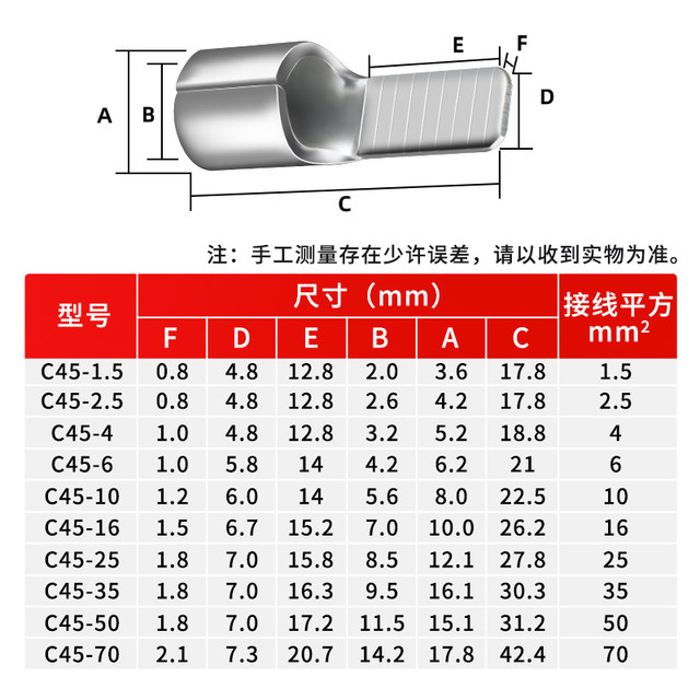 C45 empty plug -in film DZ47 dedicated copper nose cold pressure wiring ...
