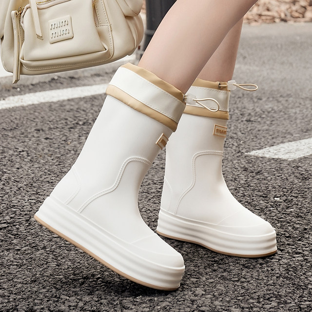 Rain boots for women, fashionable outer wear, mid-tube rubber shoes ...