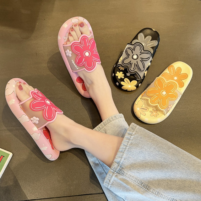 Slippers for women to wear outside in the summer, flat-soled bathing ...