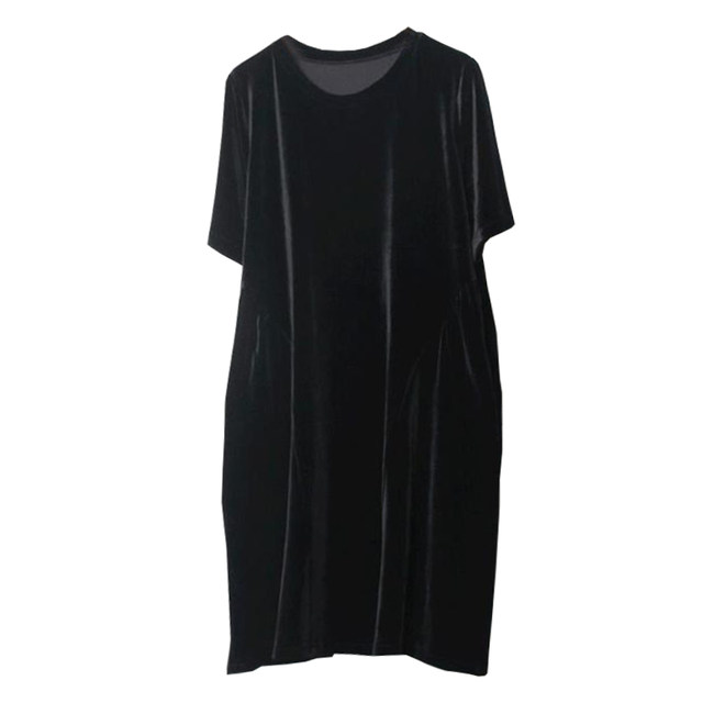 Autumn and winter new high-end gold velvet dress Korean style large ...