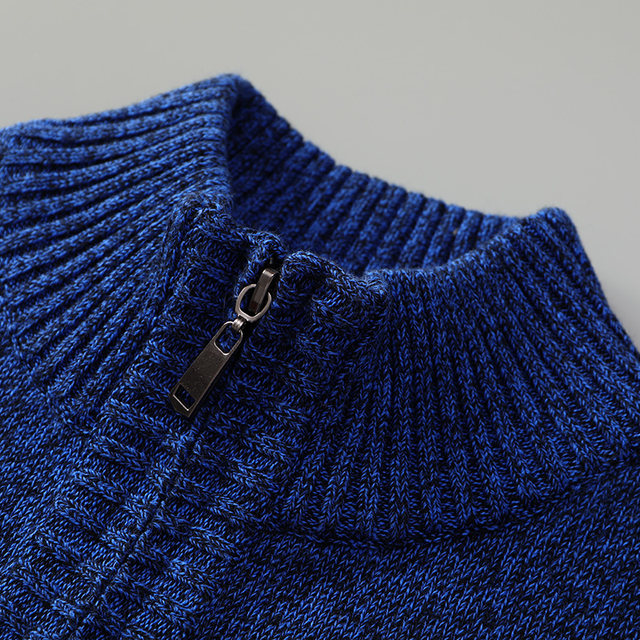 Fat Knit Cardigan Men Plus Size Loose Half Turtleneck Sweater Cotton ...