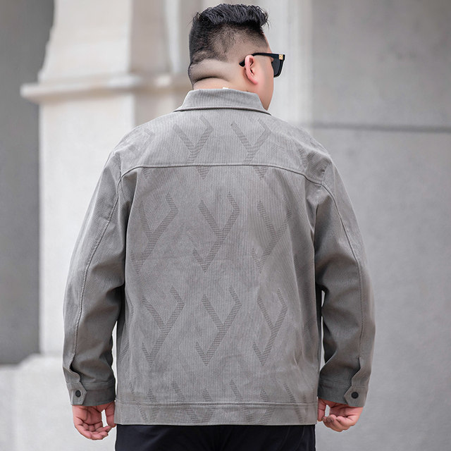 Fat Man Autumn New Loose Casual Lapel Jacket 300Jin [Jin is equal to 0 ...
