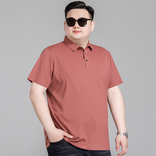 Summer large size ice silk short-sleeved t-shirt for men plus fat ...