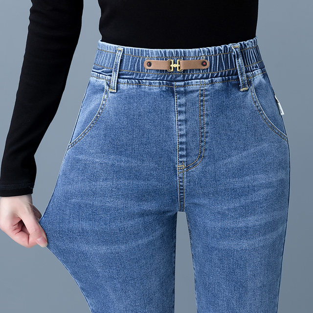 2024 Autumn and Winter Middle-aged Single Pants Plus Velvet Jeans Women ...