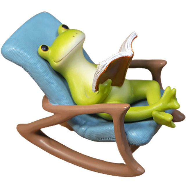 Creative animal rocking chair ornaments cute little frog courtyard ...