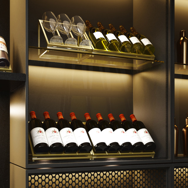 Red wine rack tilted display rack wine cabinet bar wine bottle storage ...