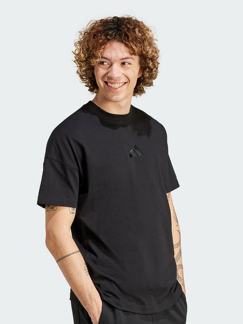 Adidas Adidas men's embroidery small cotton black summer sports casual ...