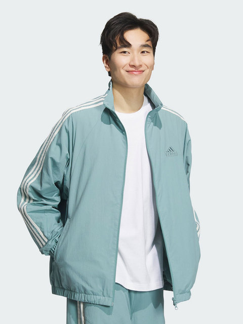 Adidas men's and women's outerwear 2024 autumn three-stripe stand-up ...