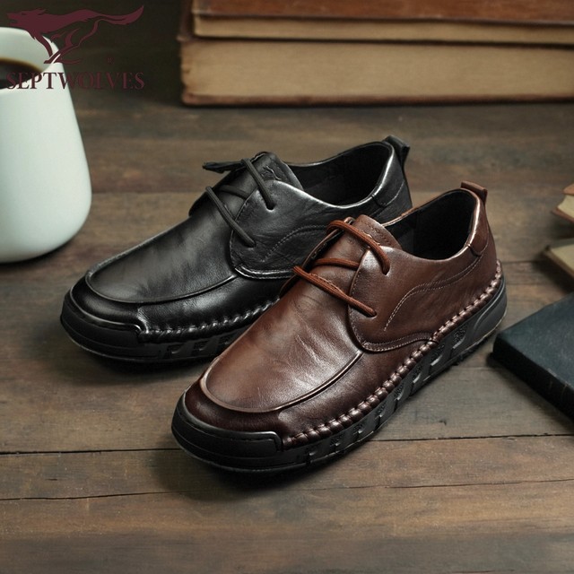 Septwolves brand men's sneakers soft cowhide business casual shoes ...