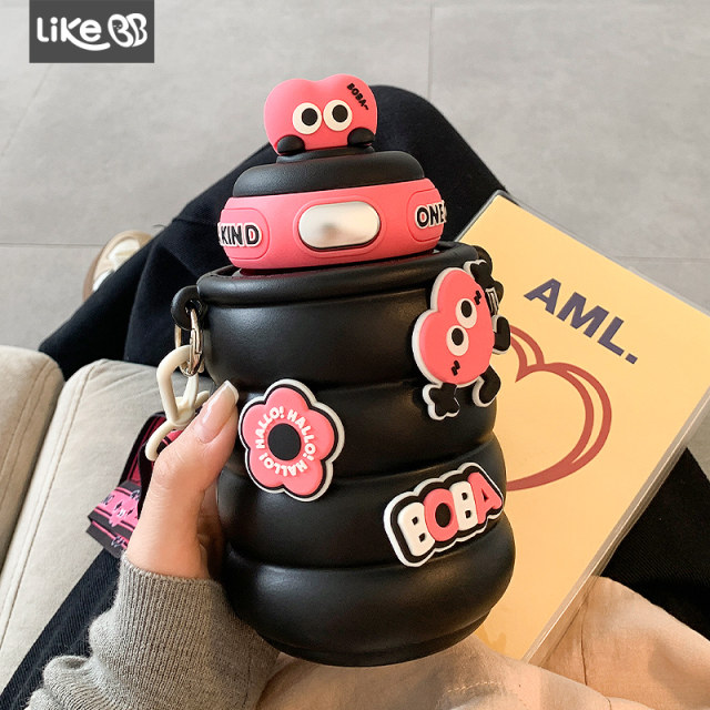 Cute thermos cup female straw cup large capacity water cup 2024 new high-looking student 316 ...