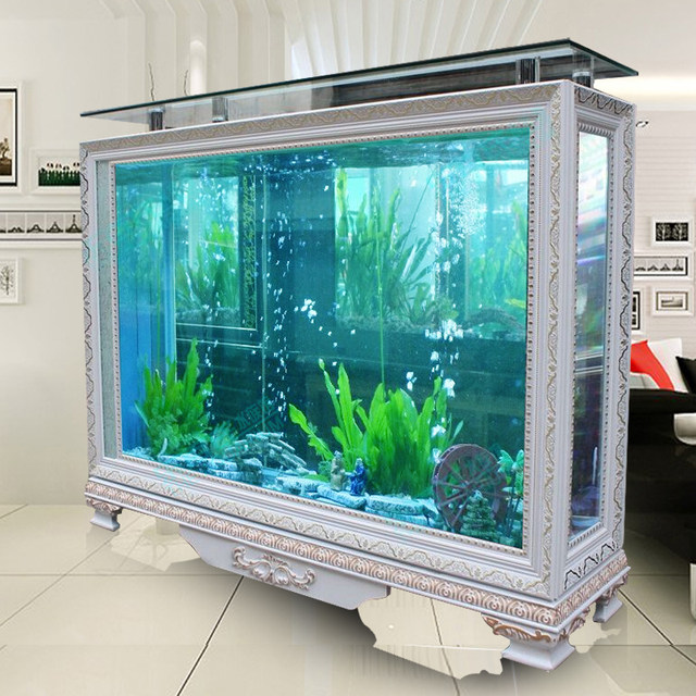 European style fish tank aquarium glass bar screen partition painted ...