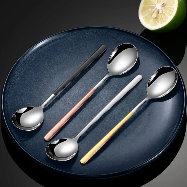 Stainless steel spoon food grade student tableware long handle ...