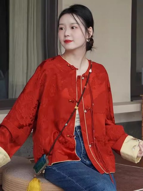 New Chinese red jacket, the national wind ones, buckle embroidered New ...