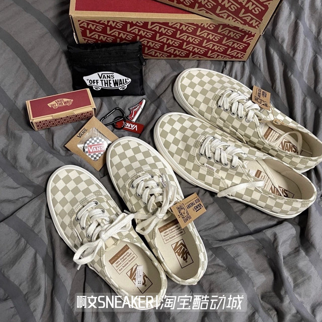 Awen VANS Brown White Milk Tea Checkerboard Authentic Low Ankle Canvas ...