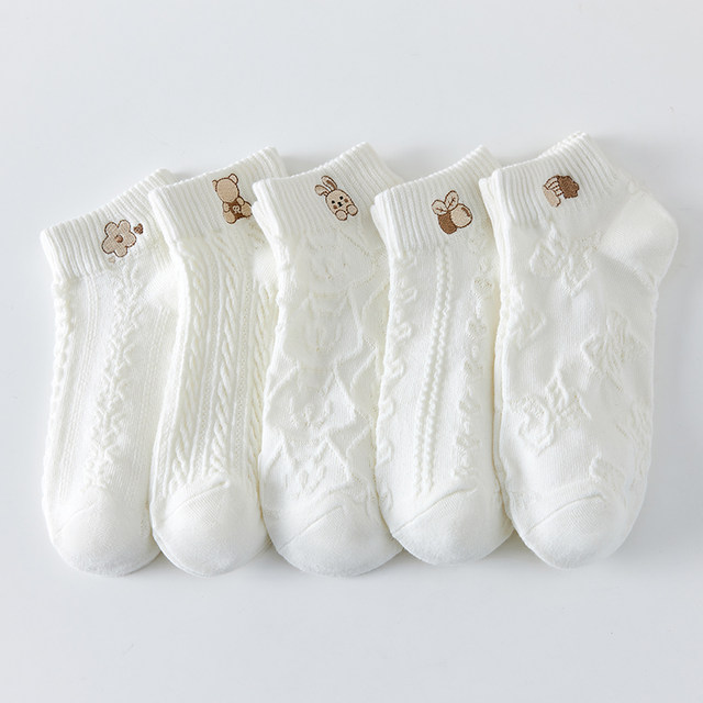 Socks summer net eye breathable socks female white Korean cartoon ship ...