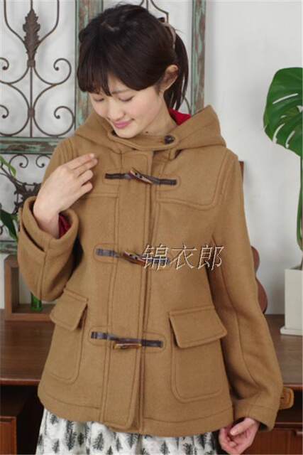 A high-end MY FAV wool hooded horn button coat coat double-layer double ...