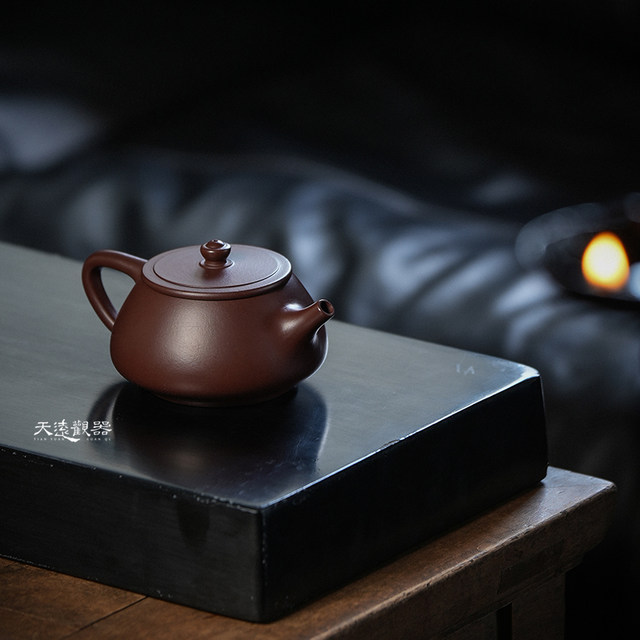 Yixing purple sand pot pure handmade stone scoop pot purple vermilion ...