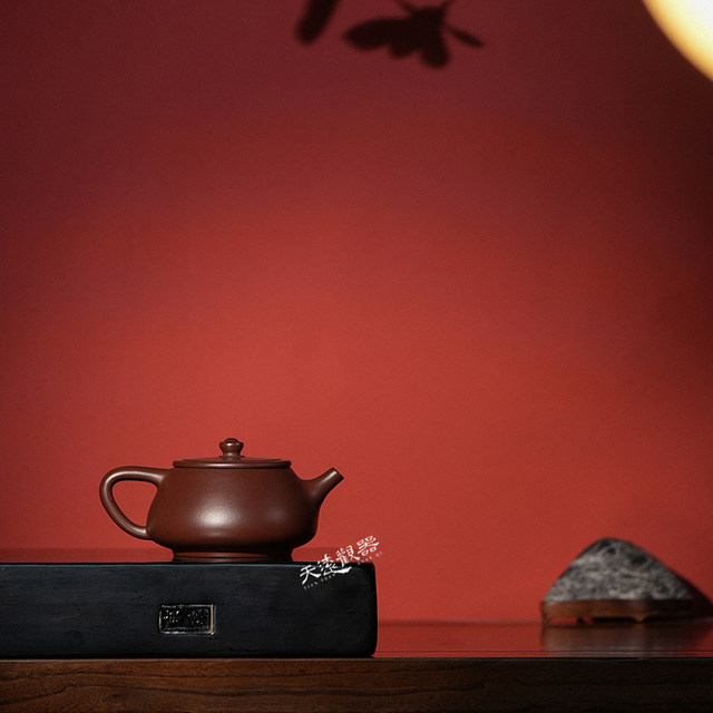 Yixing purple sand pot pure handmade stone scoop pot purple vermilion ...