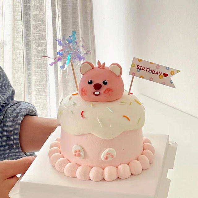 Internet celebrity Loopy Lobby INS Wind Birthday Cake Decoration Pink ...