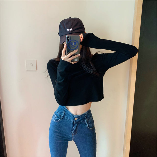 Short long-sleeved T-shirt, discreet top, jazz dance clothing, jazz ...