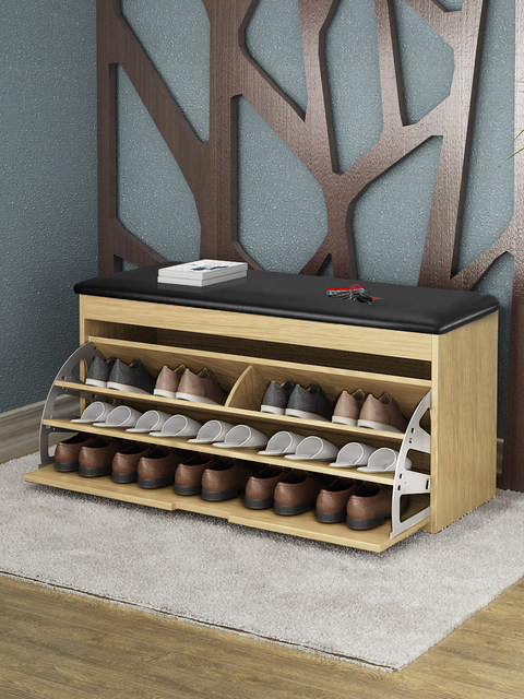 Solid Wood Shoe-Changing Bench with Soft Upholstery for Home Use at the ...