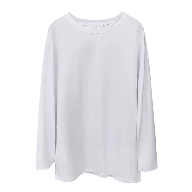 Basic bottoming shirt loose, long -length white inner long -sleeved T ...