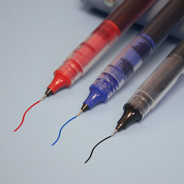 Straight liquid ballpoint pen, ballpoint pen, gel pen for students ...