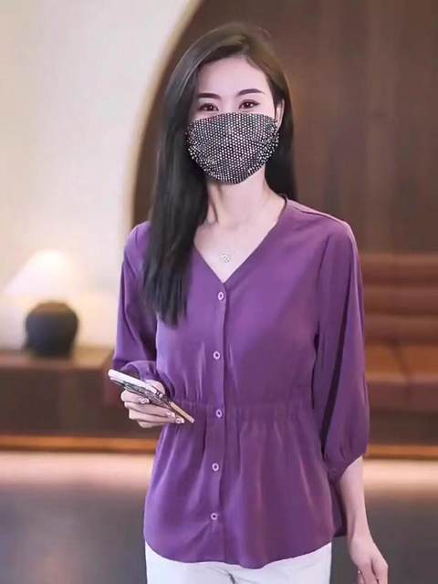 Explosive shirt Female fashionable belly, seven -point sleeve top 2024 ...