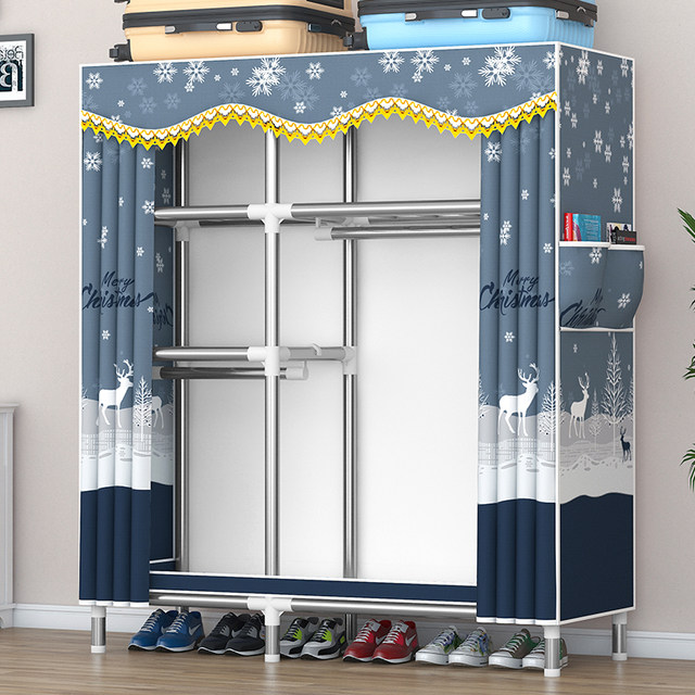 Simple cloth wardrobe home bedroom all-steel frame thickened high bold ...
