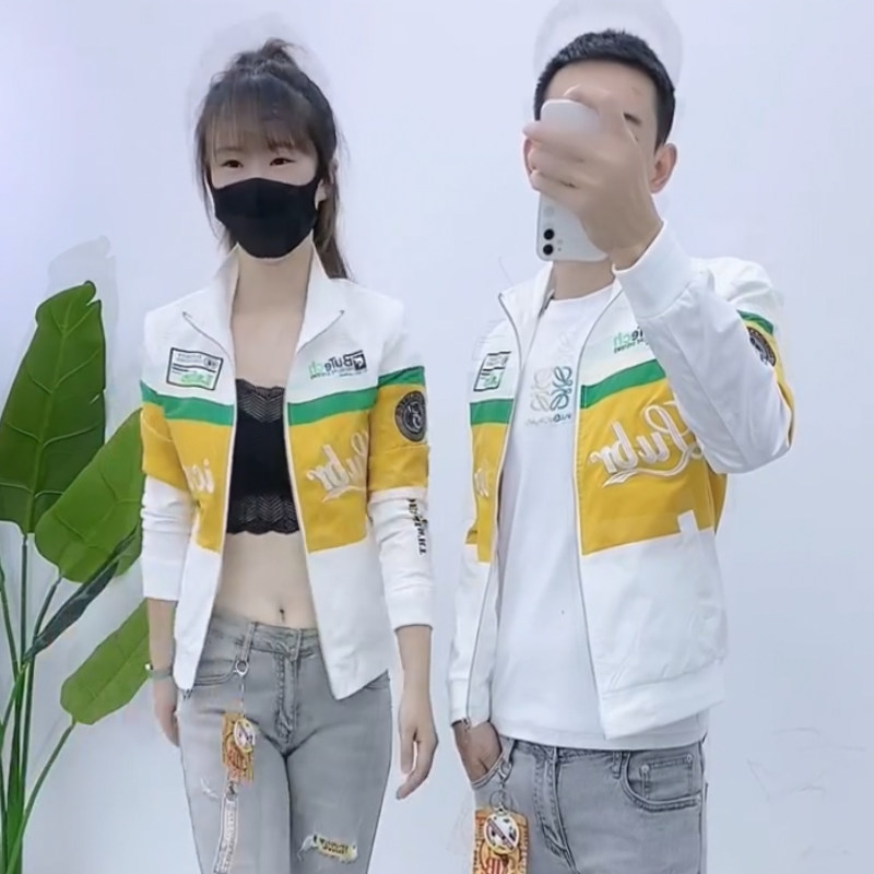 Men's coat spring and autumn youthful slim stand collar long sleeve popular men and women couple ...