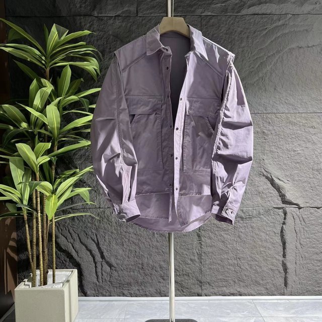 Spring and Autumn Men's New Stitched Button Placket Large Pocket ...