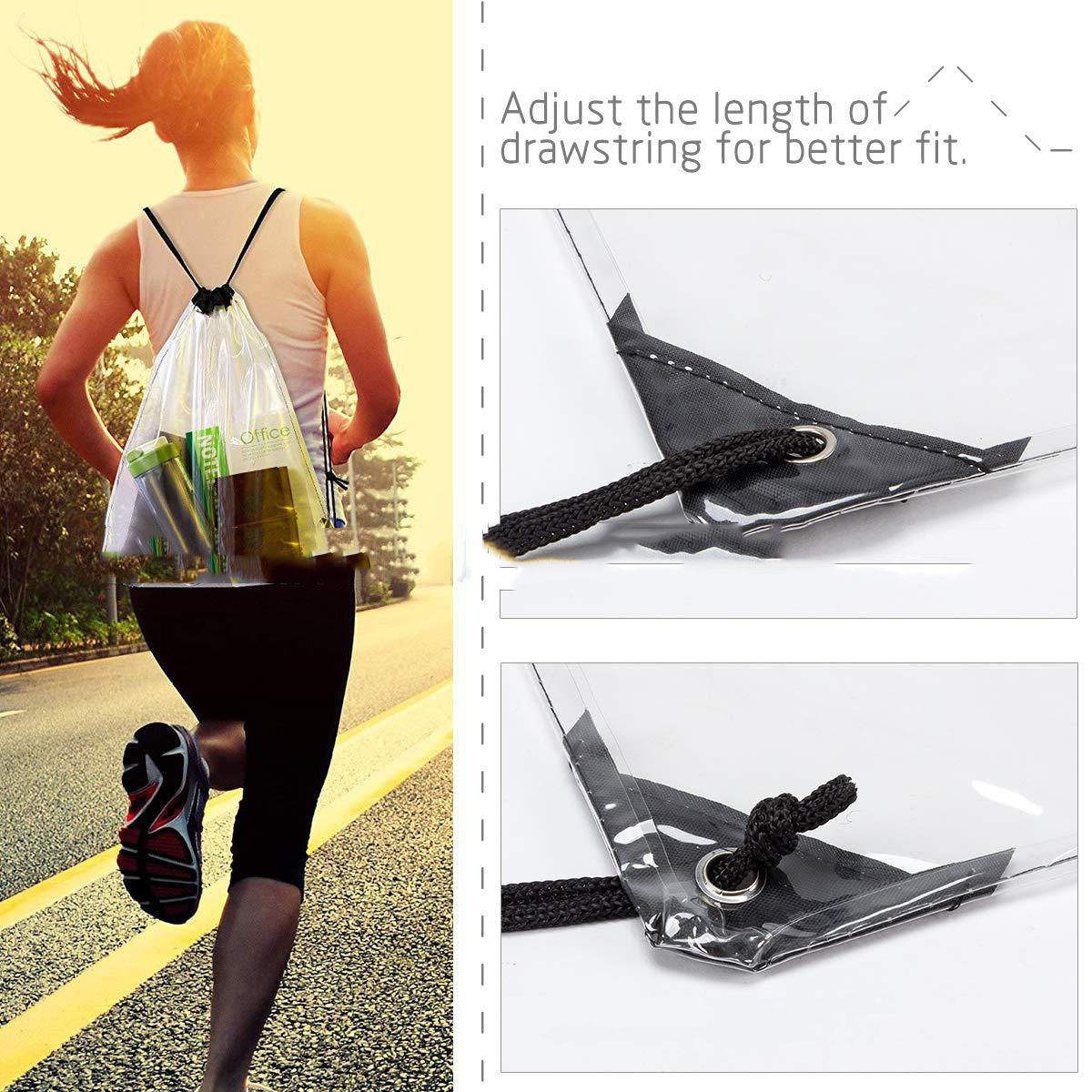 Waterproof transparent PVC drawstring backpack sports portable music ...