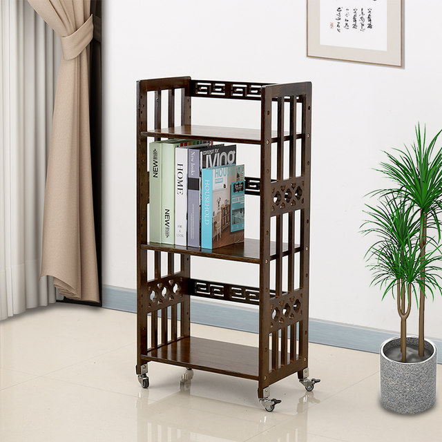 Can move bookshelves with wheel rack Students small bookcase simple ...