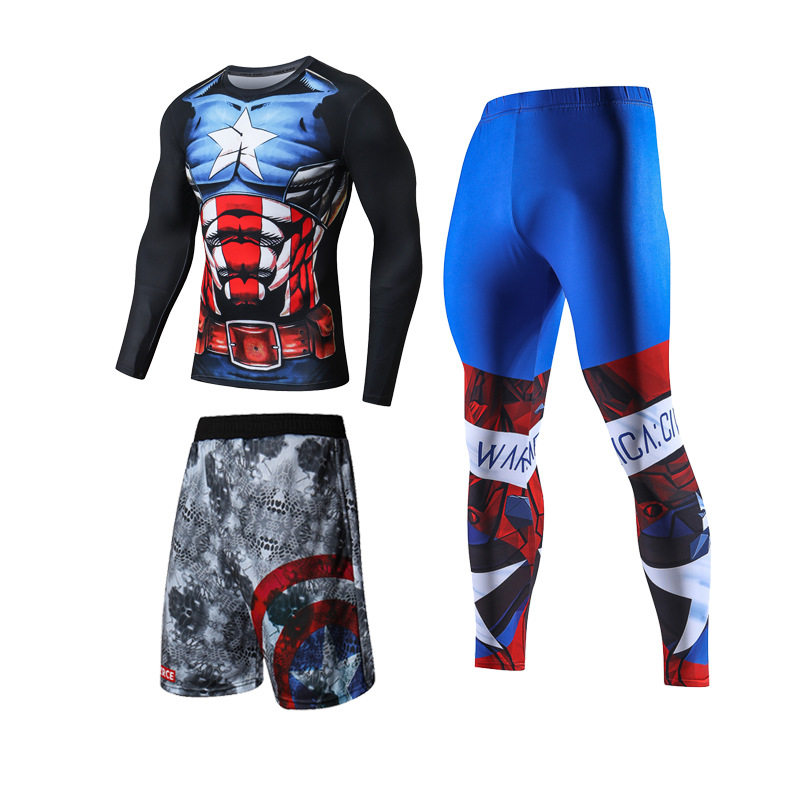 Men's Captain America Superman Surf Swimsuit - Long Sleeve, Tight Fit