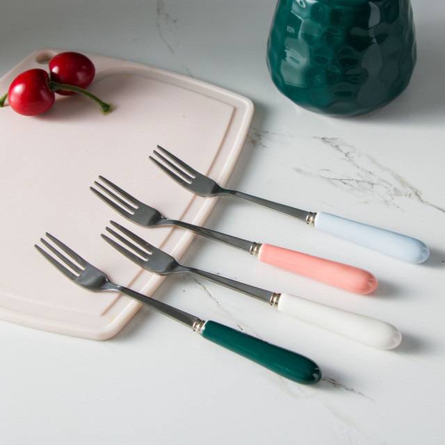 304 stainless steel fruit fork set Household children's safety high ...