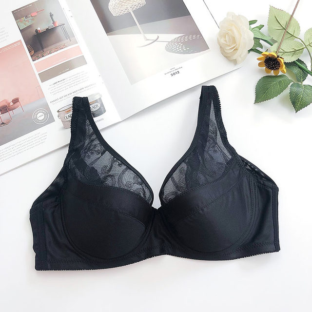 Large size glossy seamless thin section bra full cup underwear women ...