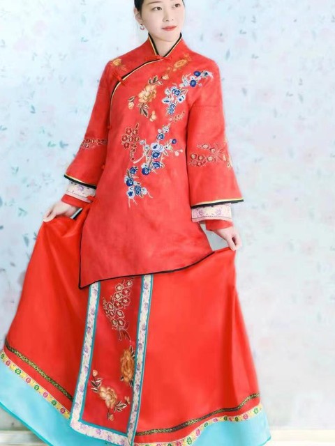 Qing Dynasty costume female Gege clothing flag service high -end ...