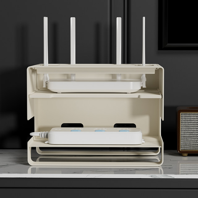 Countertop router storage box desktop plug-in light cat storage rack
