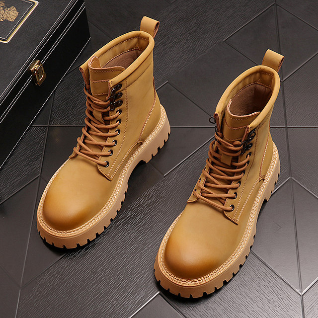 Leather Martin Boots Men's 2025 Spring New British Style Big Yellow ...