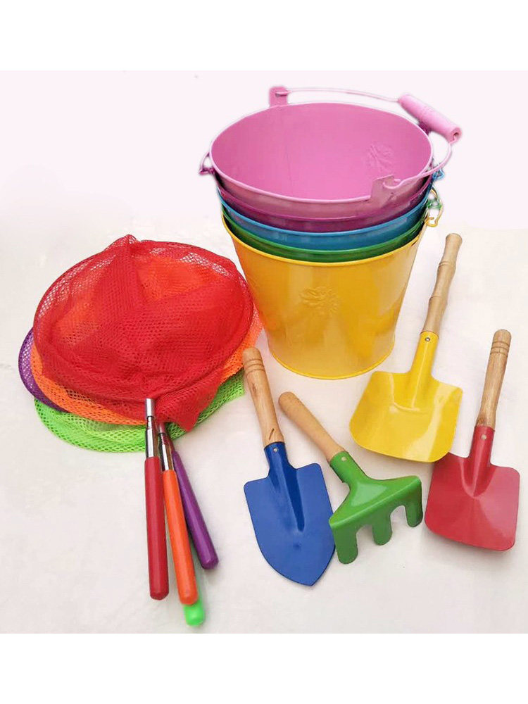 ビーチおもちゃセット - サンド掘りツール - バケツ、シャベル＆釣り網