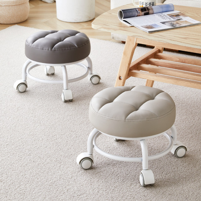 Pulley low stool with universal wheels, small stool for home use, small ...