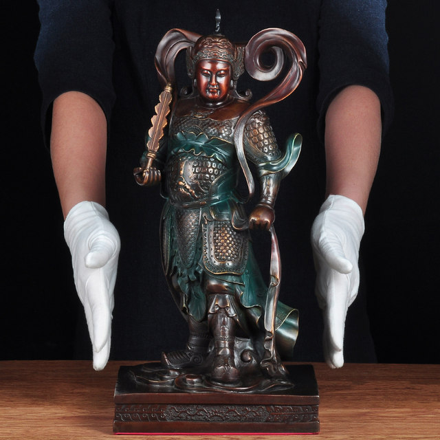 Large colorful copper Weituo Buddha statue, Weidaa Lan Guardian, the statue of the statue of ...