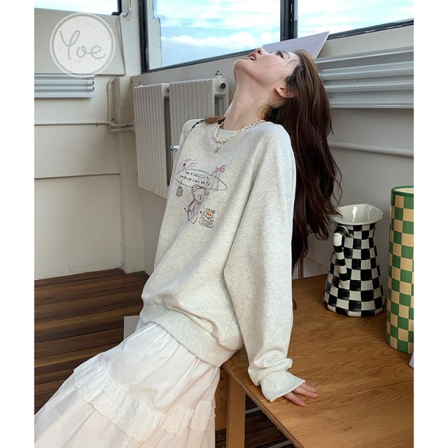 YOE retro design sense pumper bow lava collar sweater 2024 new early ...