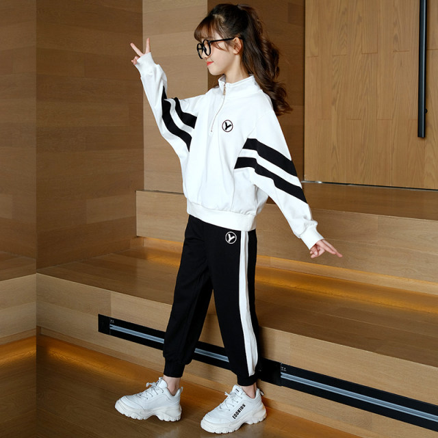 Girls' sportswear suits, students' spring and autumn clothing, children ...