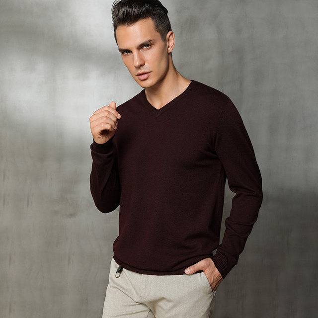 2023 Spring and Autumn New Men's Thin V-Neck Pullover Cashmere Knitted ...