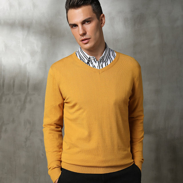 2023 Spring and Autumn New Men's Thin V-Neck Pullover Cashmere Knitted ...